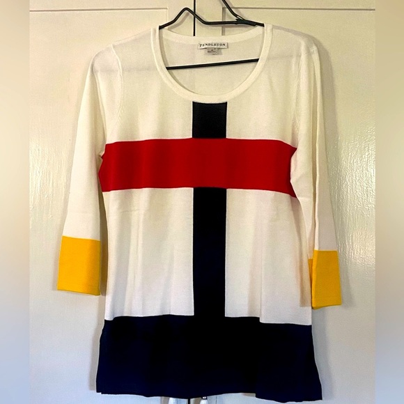 Pendleton | Sweaters | Pendleton Womens Colorblock Sweater Red Yellow ...